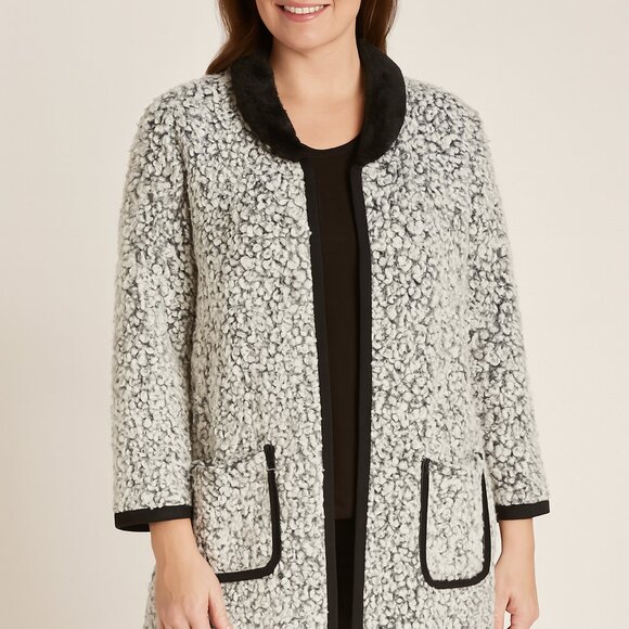 Sioni | Jackets & Coats | Sioni Boucl Faux Fur Sweater Coat Jacket ...